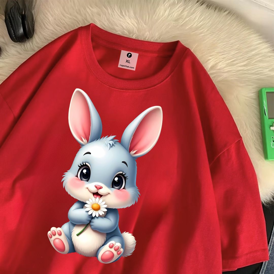 Rabbit Animation Design Oversize Drop Shoulder T-Shirt | Ruperhat.com